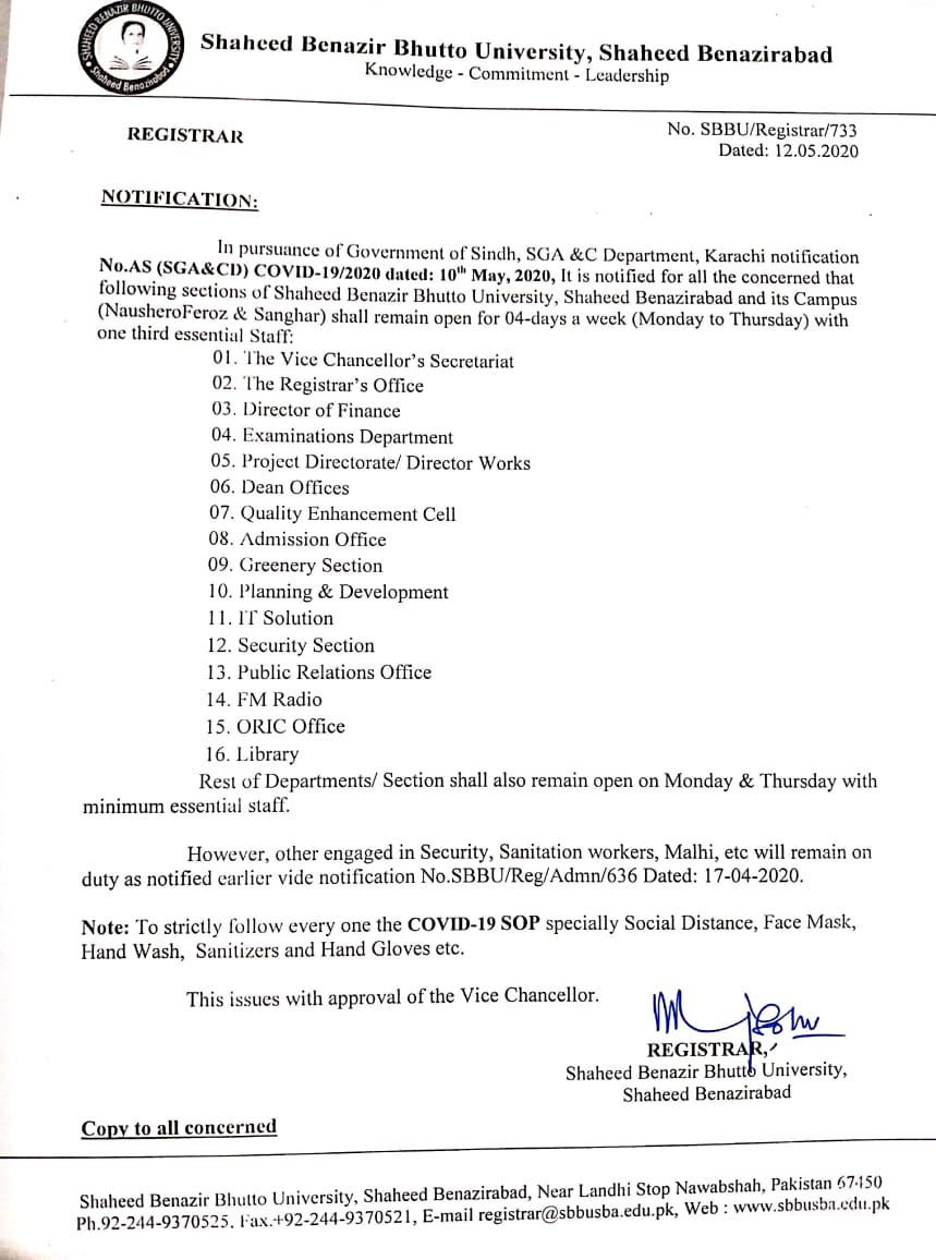 Notice Board-Shaheed Benazir Bhutto University Shaheed Benazirabad